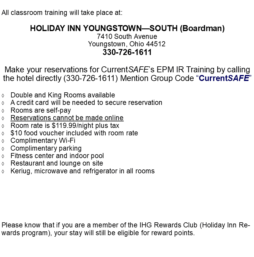 Level 1 - IR Certification Registration - CurrentSafe | North Lima, Ohio
